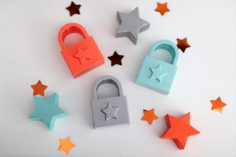 Lock and Star Photo & Card Holders: 3D Print STL Bundle (digital ...