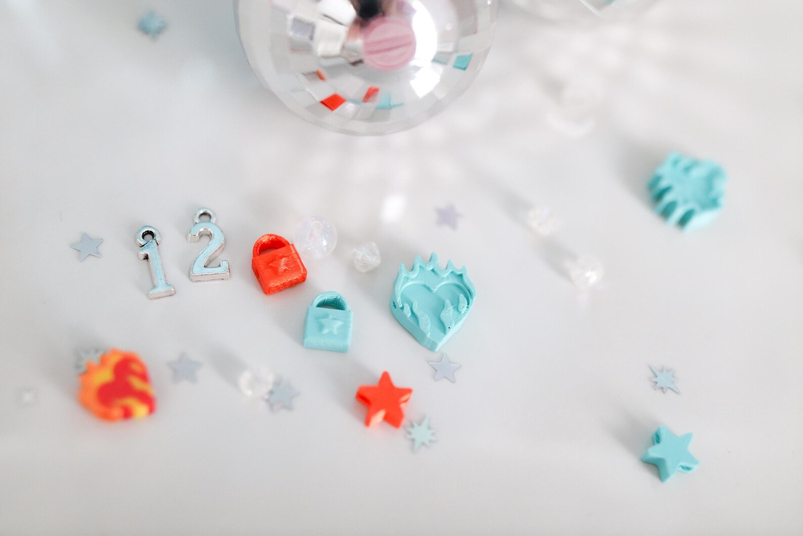 Star, Lock & Fire Heart Charms– Custom Showgirl Style 3D Printed DIY ...
