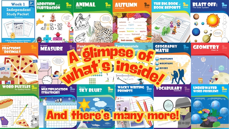 3000+ Pages 3rd Grade Worksheets & Activities Bundle | Math, Reading ...