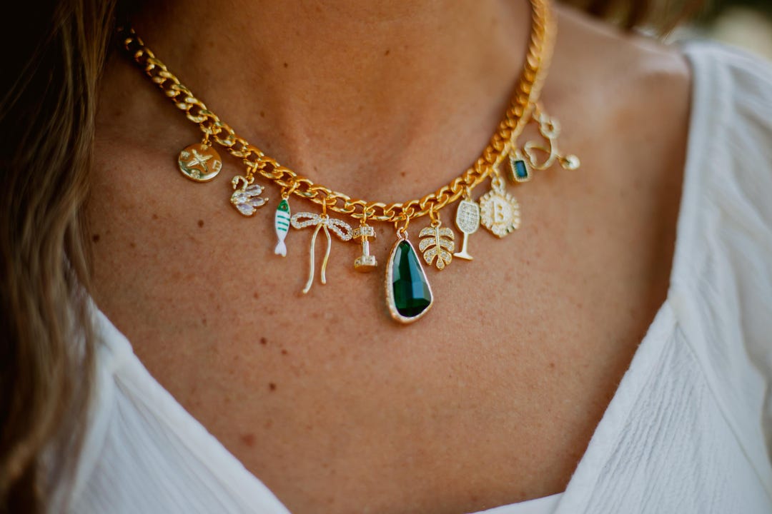 Personalized Gold Charm Necklace: Custom Mix & Match Keepsake Gift - Etsy