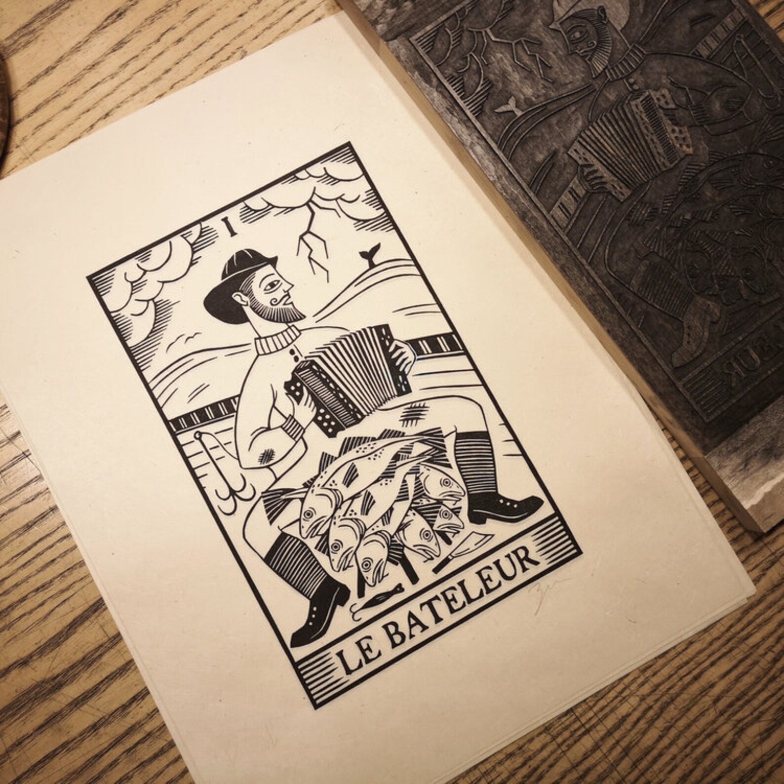 Le Bateleur Tarot Woodcut Print - Etsy