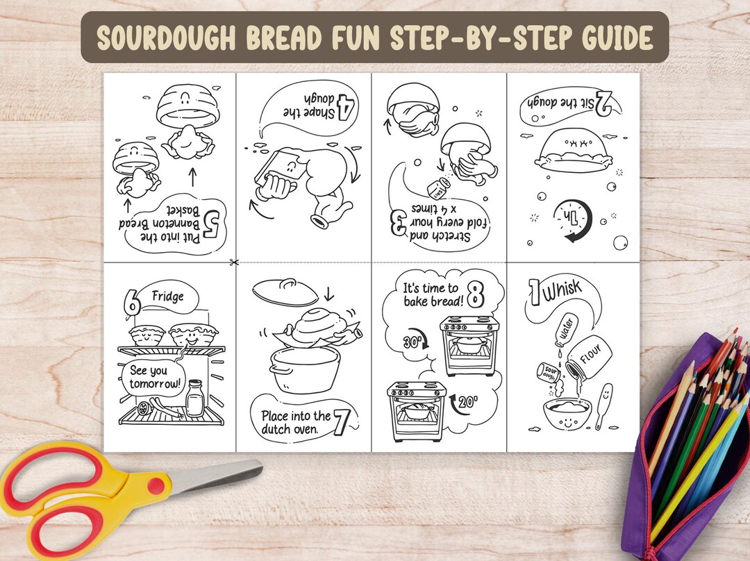Printable Coloring Book, Mini Zine: Coloring Baking Guide for Kids (A4 ...