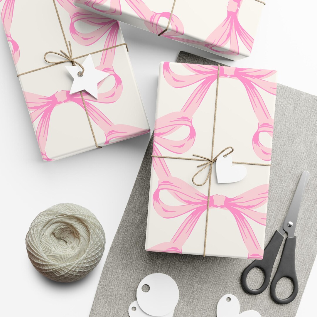 Coquette Wrapping Paper Pink Bow Floral Gift Wrap Cute Aesthetic ...