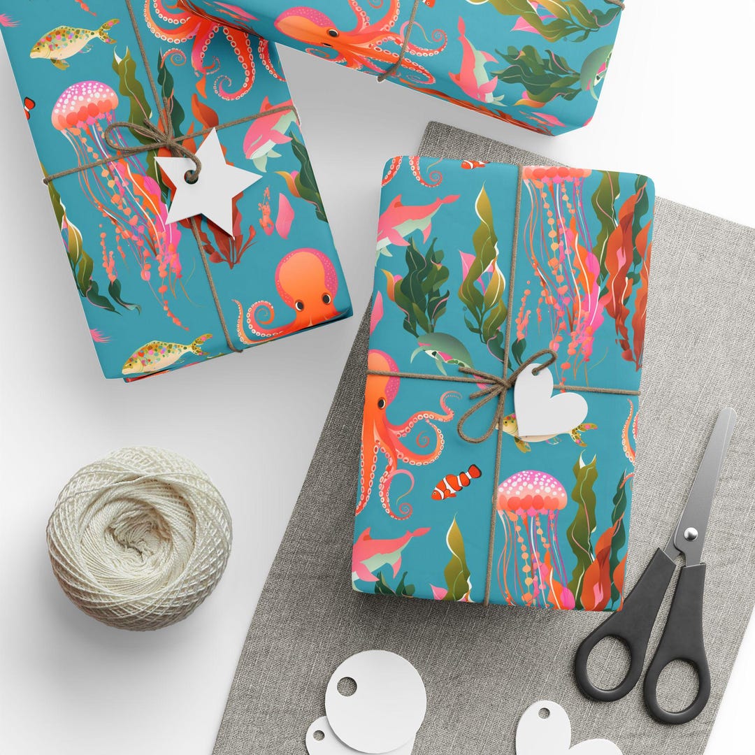 Ocean-themed Gift Wrap: Colorful Underwater Birthday Party Supplies - Etsy