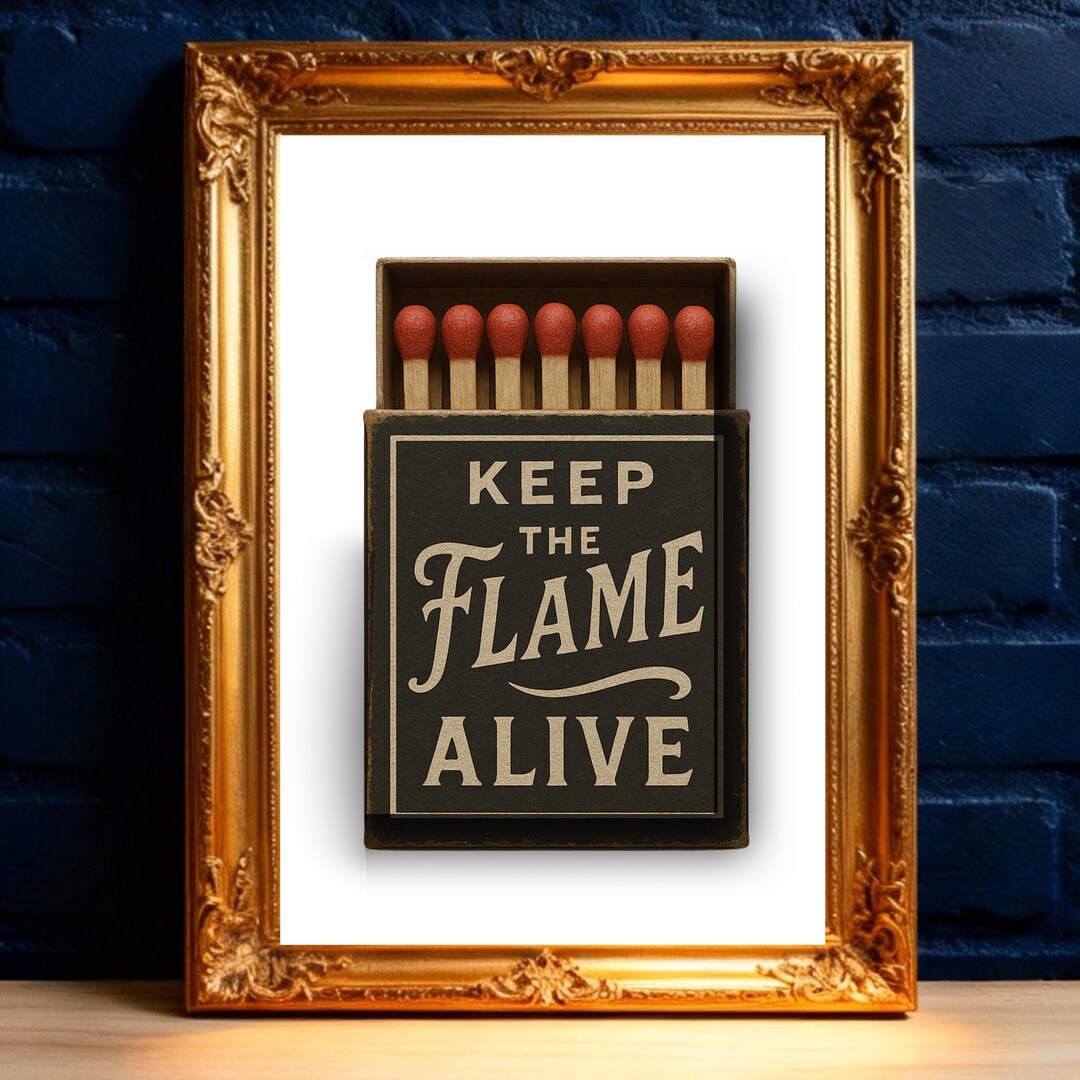 Vintage Matchbox Art Print: Retro Flame, Kitsch Typography- Keep the ...