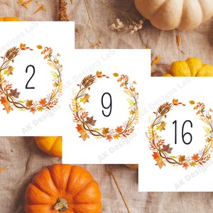 Thanksgiving Table Numbers, Instant Download Table Numbers, Numbers 1 ...