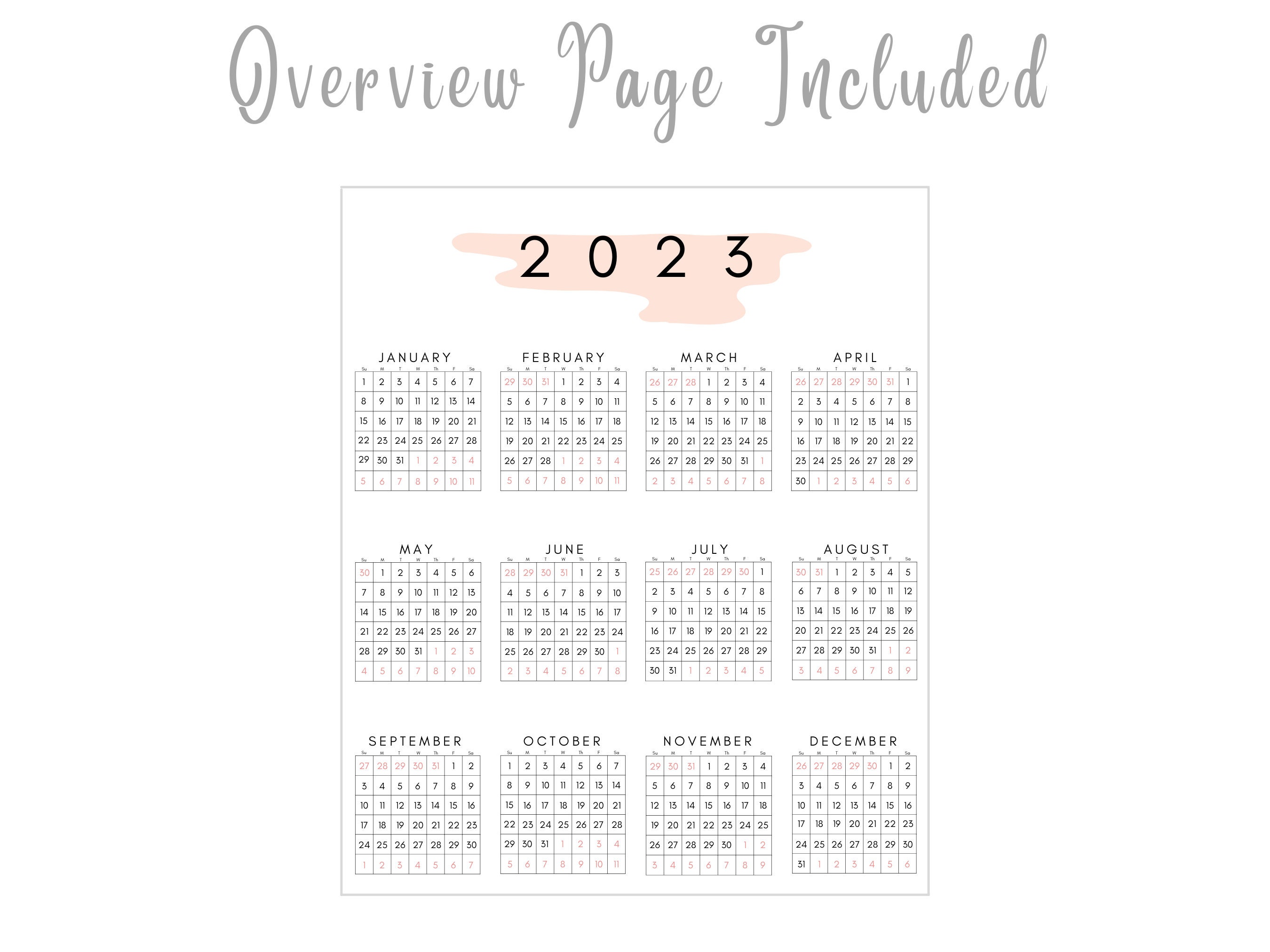 Printable 2023 Calendar, Digital Calendar, PDF Calendar, Instant ...