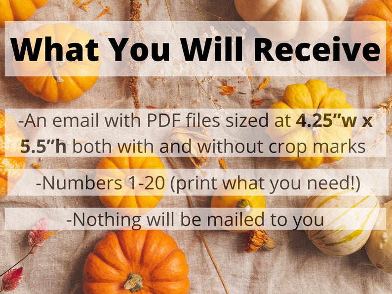 Thanksgiving Table Numbers, Instant Download Table Numbers, Numbers 1 ...