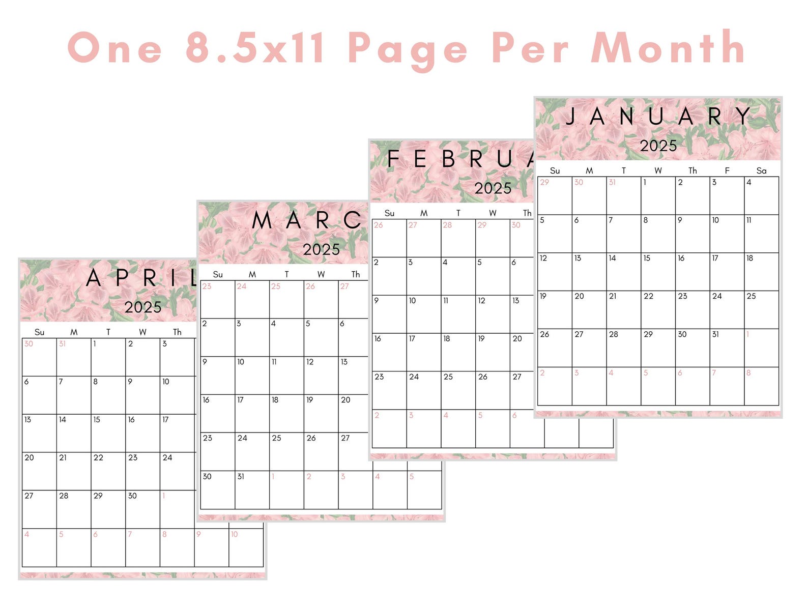 Printable 2025 Calendar, Digital Calendar, PDF Calendar, Instant ...