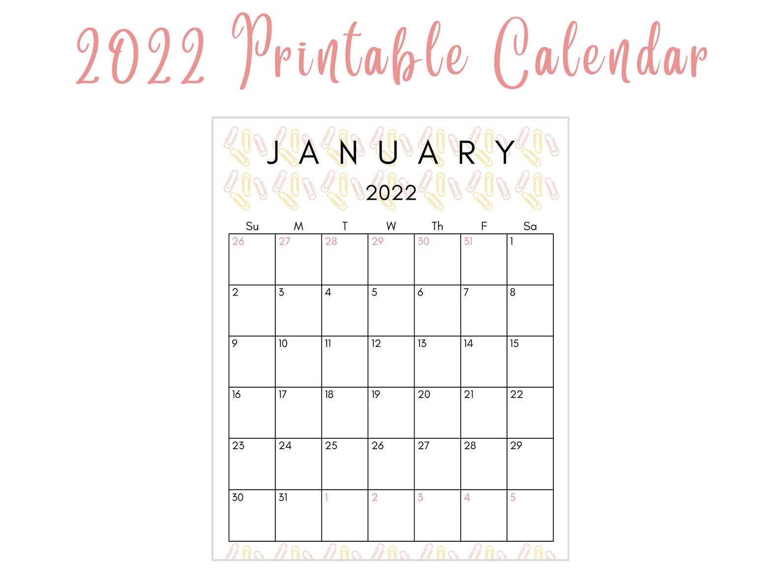 Printable 2022 Calendar, PDF, Instant Download, Direct Download ...