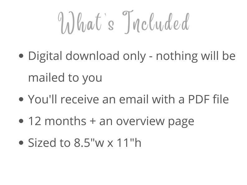 Printable 2024 Calendar, Digital Calendar, PDF Calendar, Instant ...
