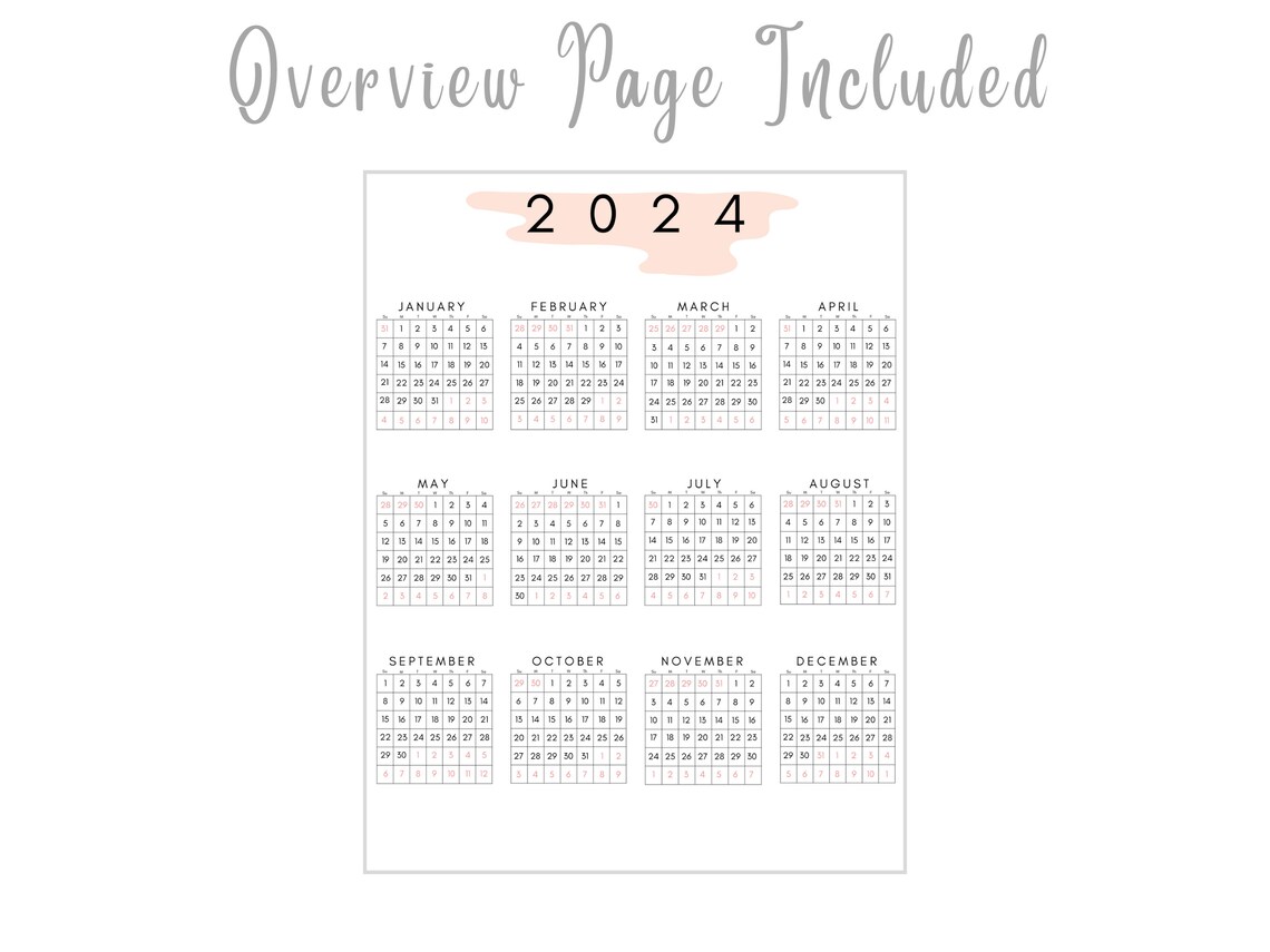 Printable 2024 Calendar, Digital Calendar, PDF Calendar, Instant ...