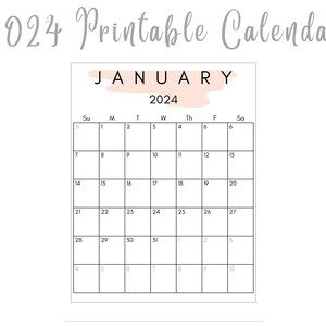 Printable 2024 Calendar, Digital Calendar, PDF Calendar, Instant ...