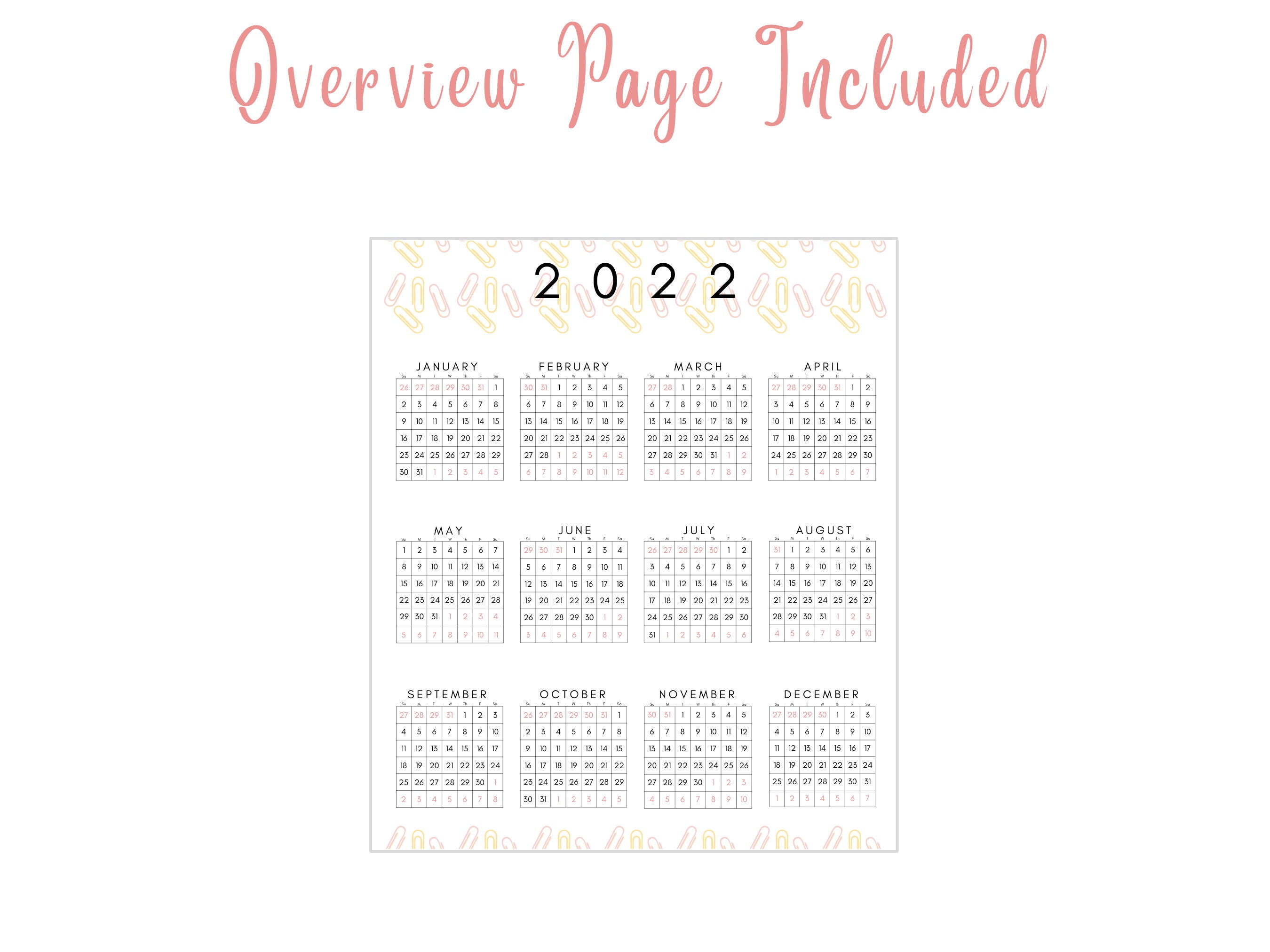 Printable 2022 Calendar, PDF, Instant Download, Direct Download ...