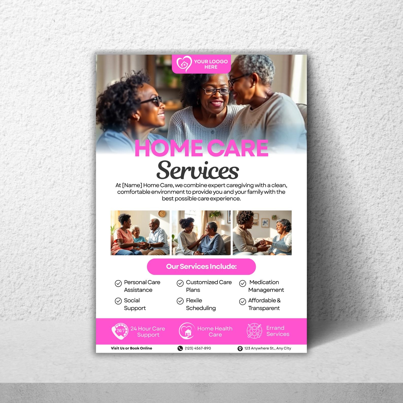 Home Care Services Flyer Template: Senior & Elder Care (canva Printable ...