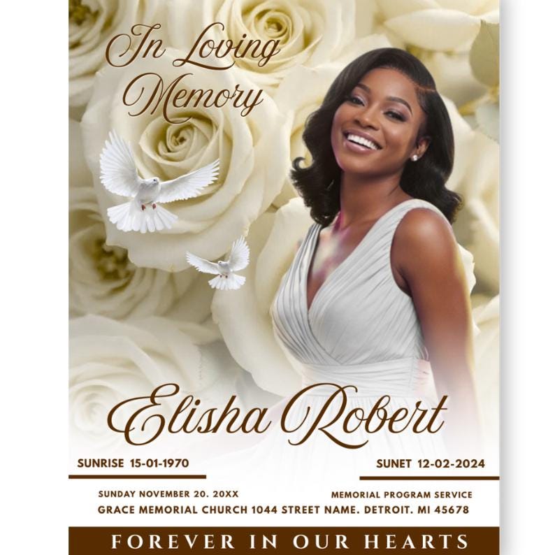 White & Brown Funeral Program Template: 8-page Memorial (canva, PDF ...