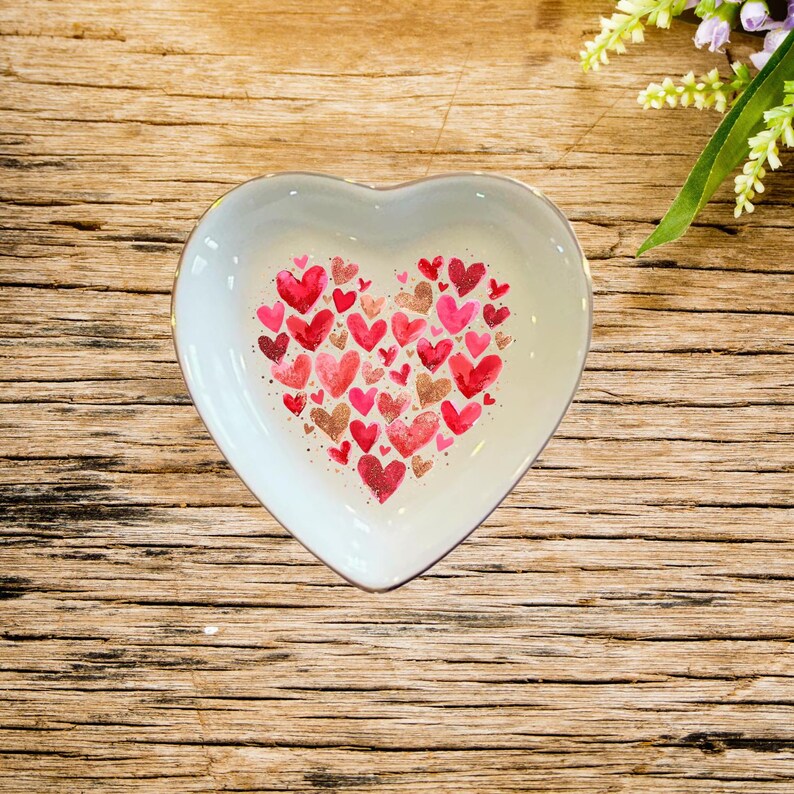 Heart Trinket Dish, Jewelry Dish, Ring Dish, Valentine Gift, Love Decor ...