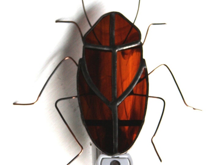 Stained Glass Night Light Insect Brown Cockroach - Etsy