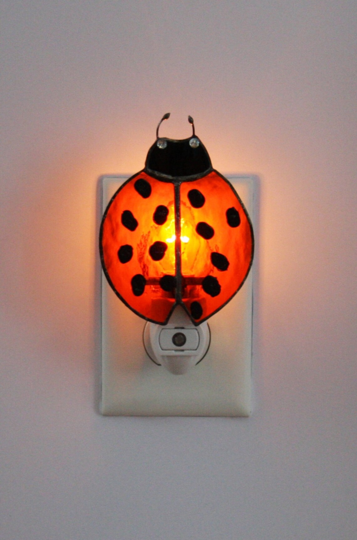 Night Light Stained Glass Transparent Bright Red With Black - Etsy