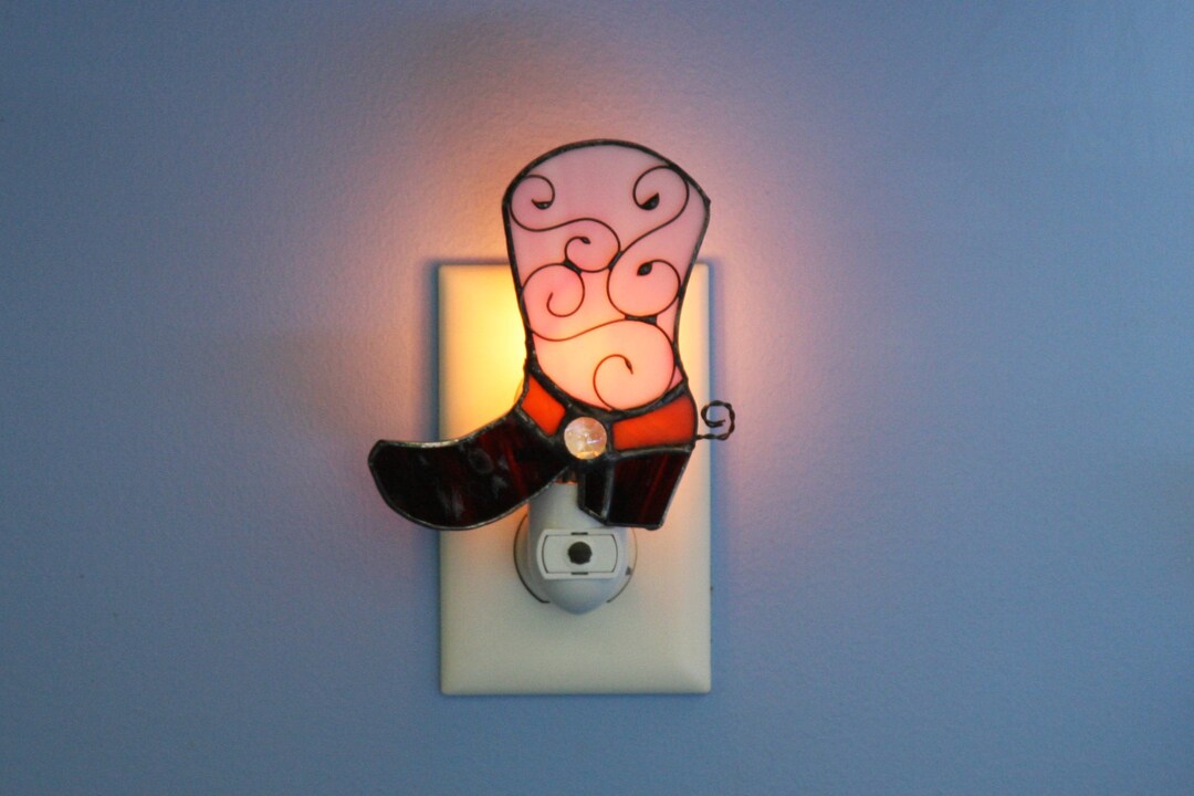 Cowgirl Boot America Stained Glass Boot Scootin' Night Light - Etsy