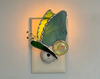 Green Winged Bat Stained Glass Light Sensor Night Light - Etsy