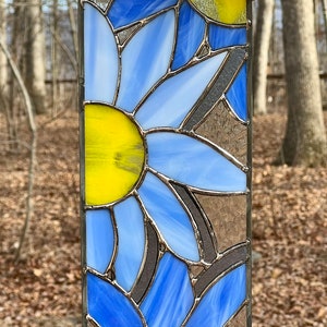 Blue Daisies and Me Stained Glass Panel - Etsy