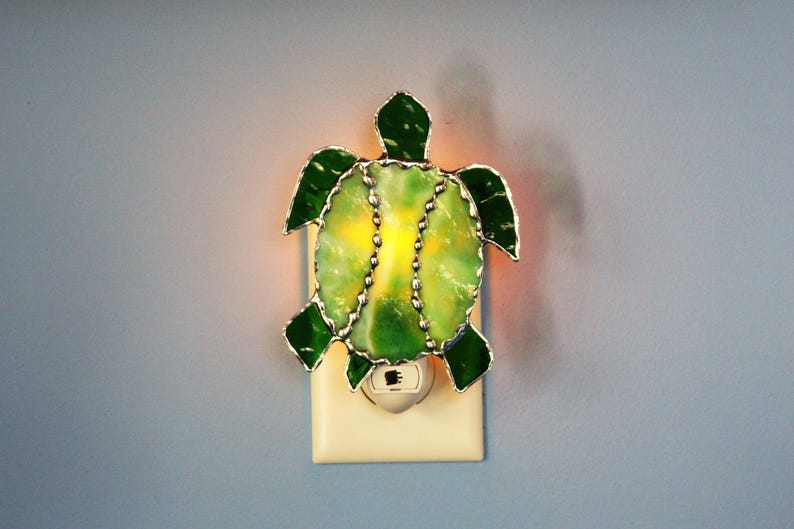 Night Light Bright Green Turtle Light Sensor Kids' Room - Etsy