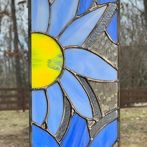 Blue Daisies and Me Stained Glass Panel - Etsy