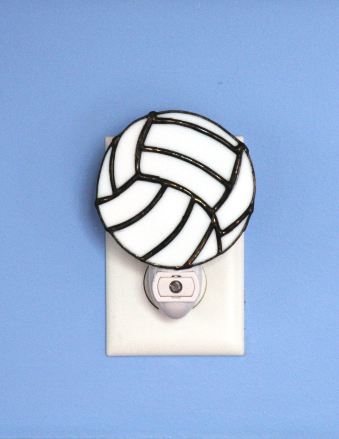 White Volleyball Stained Glass Night Light Sports Kids - Etsy
