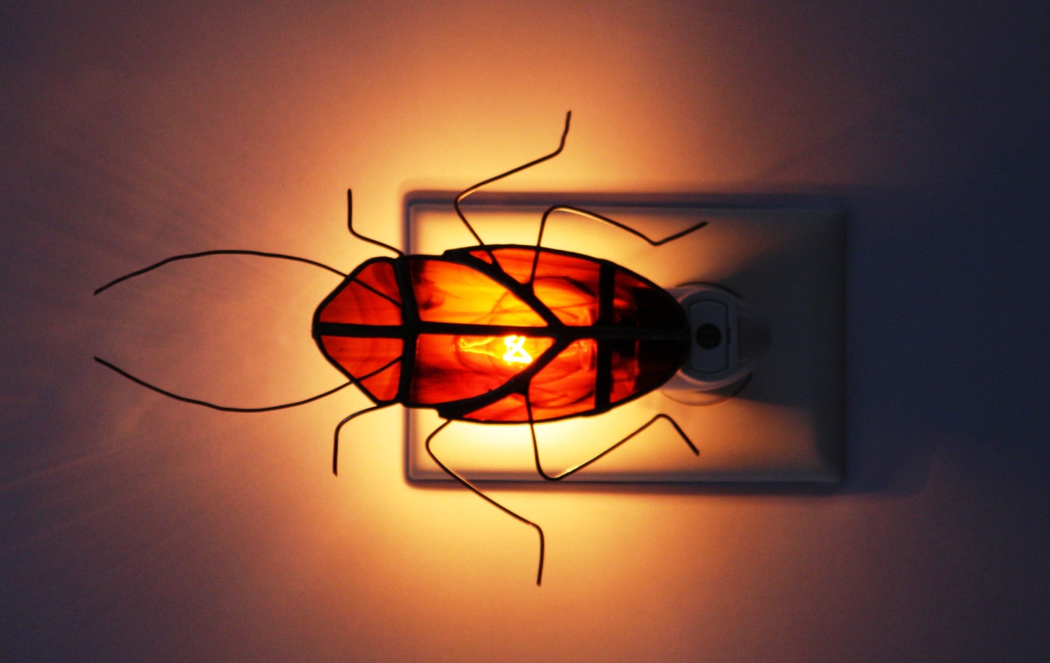 Stained Glass Night Light Insect Brown Cockroach | Etsy