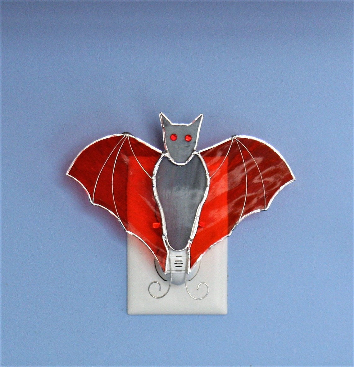 Orange Winged Bat Stained Glass Light Sensor Night Light - Etsy