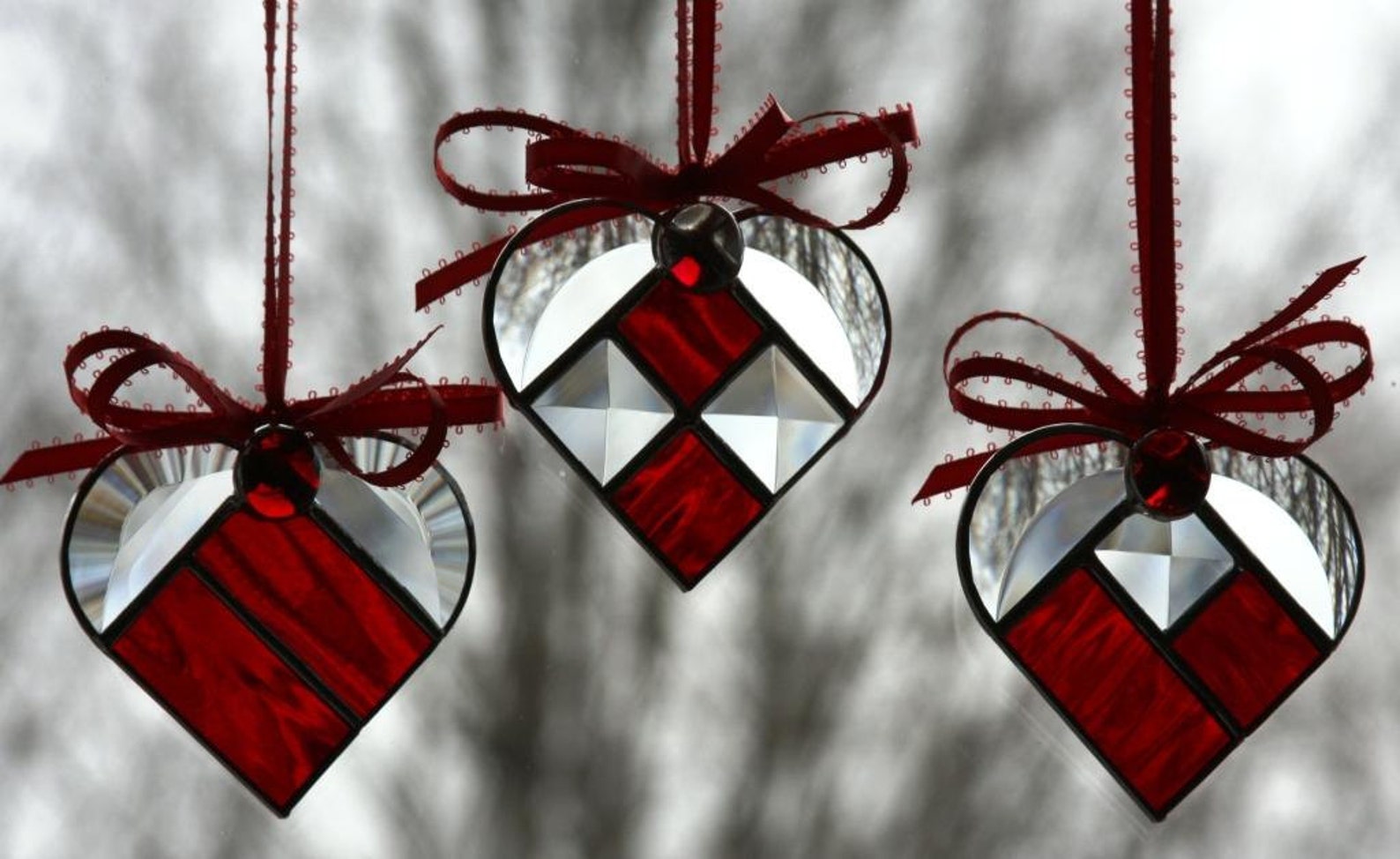 Small Red Stained Glass Hearts I Love You Valentine's | Etsy