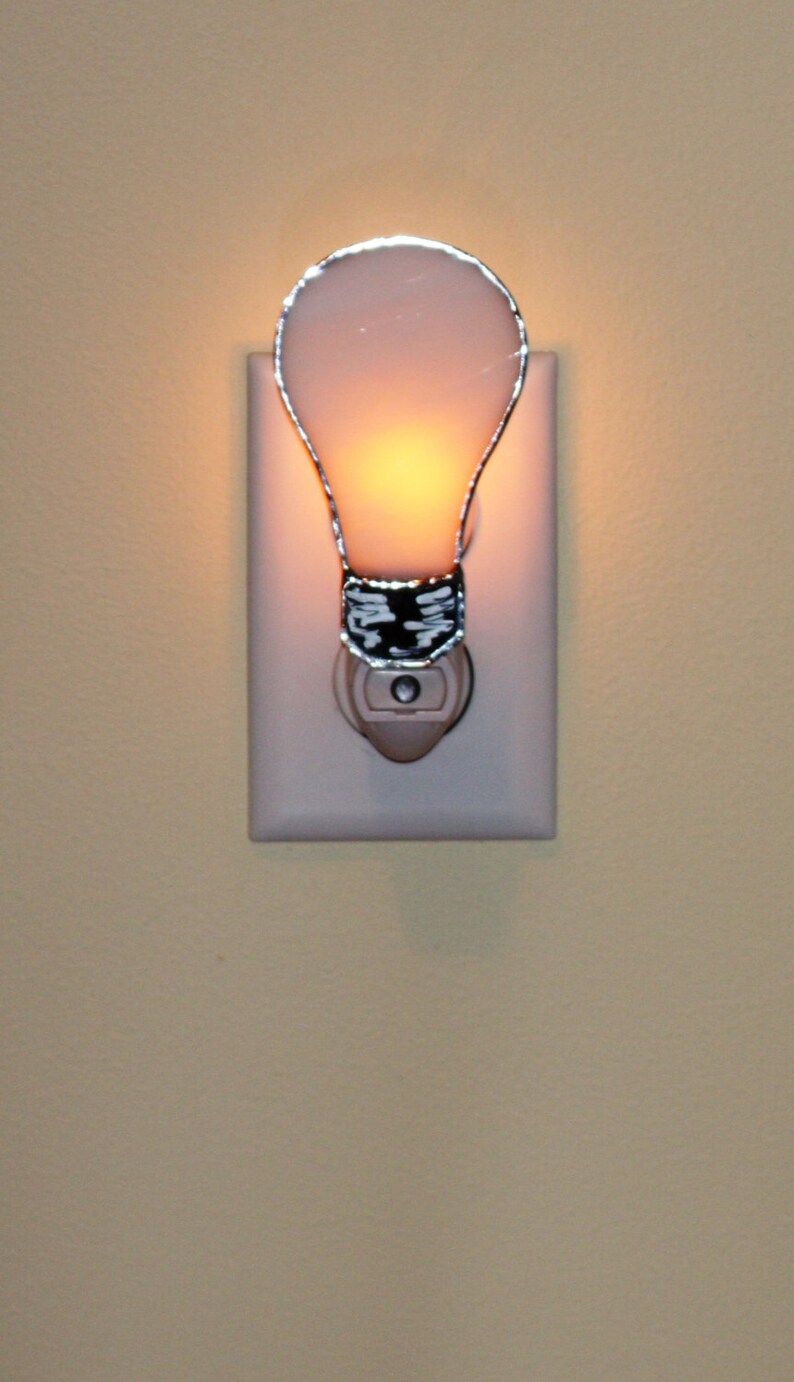 Light Bulb Stained Glass Night Light Glo in the Dark Lights Out! - Etsy