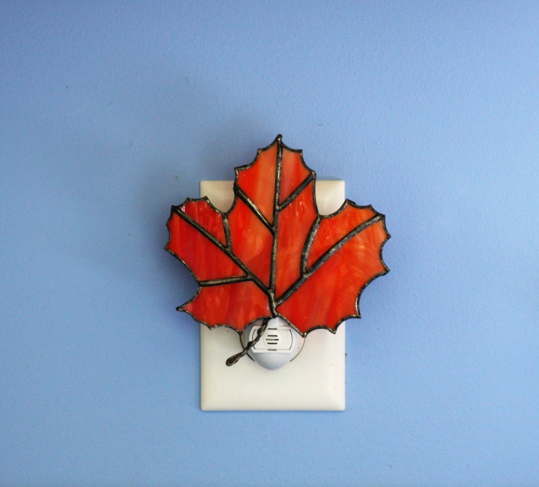Stained Glass Autumn Maple Leaf Night Light - Etsy