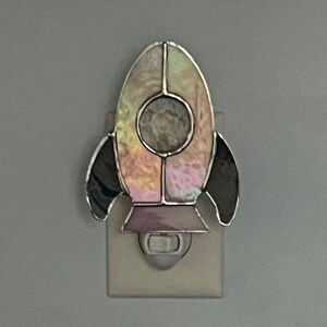 Pink Iridescent Rocketship Stained Glass Nightlight - Etsy