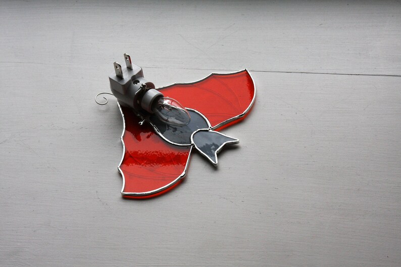 Orange Winged Bat Stained Glass Light Sensor Night Light - Etsy