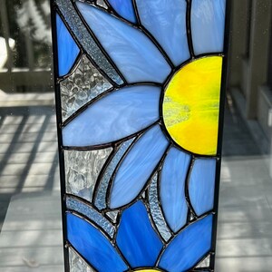 Blue Daisies and Me Stained Glass Panel - Etsy