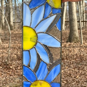 Blue Daisies and Me Stained Glass Panel - Etsy