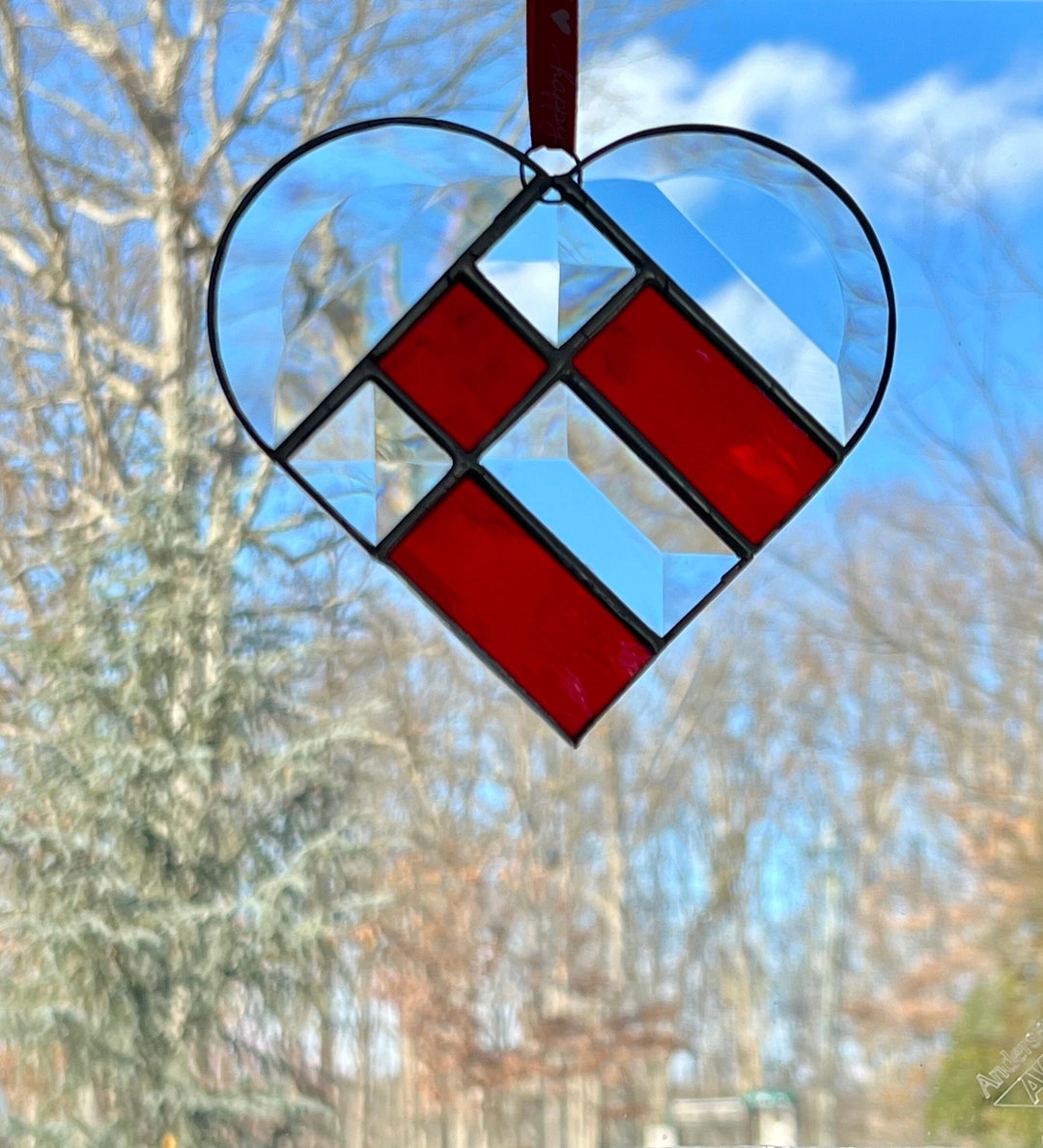 Red Stained Glass Heart Suncatcher - Etsy