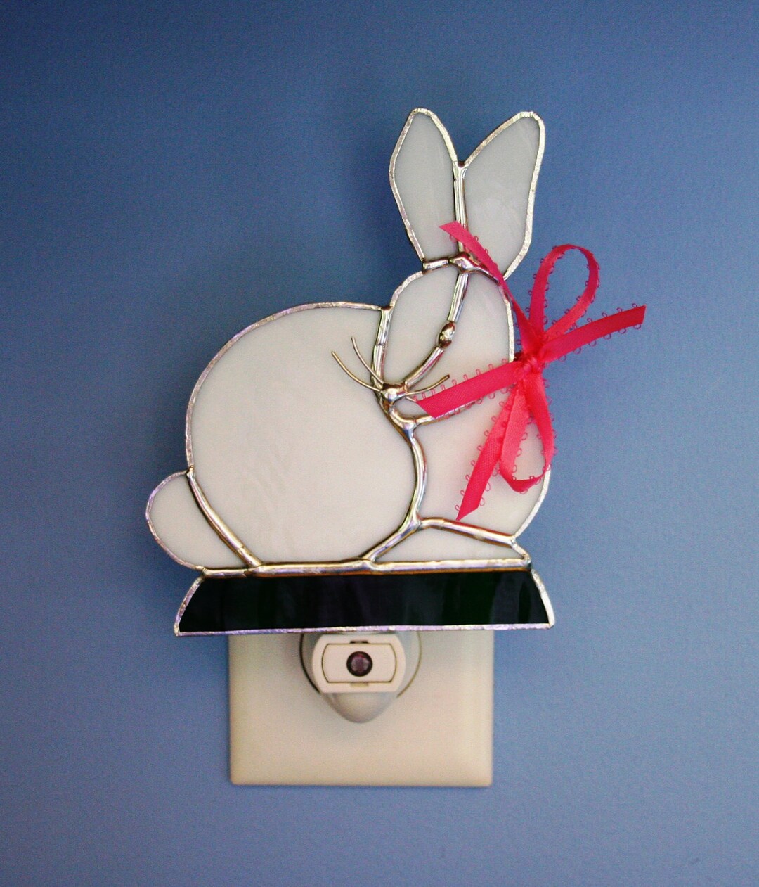 Night Light Stained Glass White Bunny Rabbit - Etsy