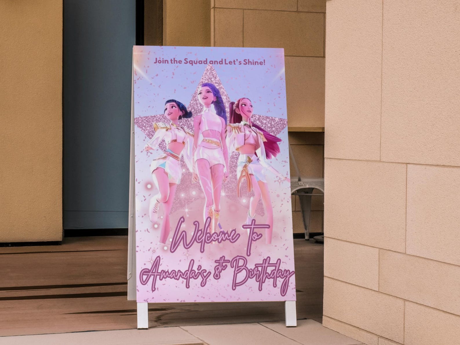 Kpop Birthday Welcome Sign: Pink Glam Party Poster (digital Download ...
