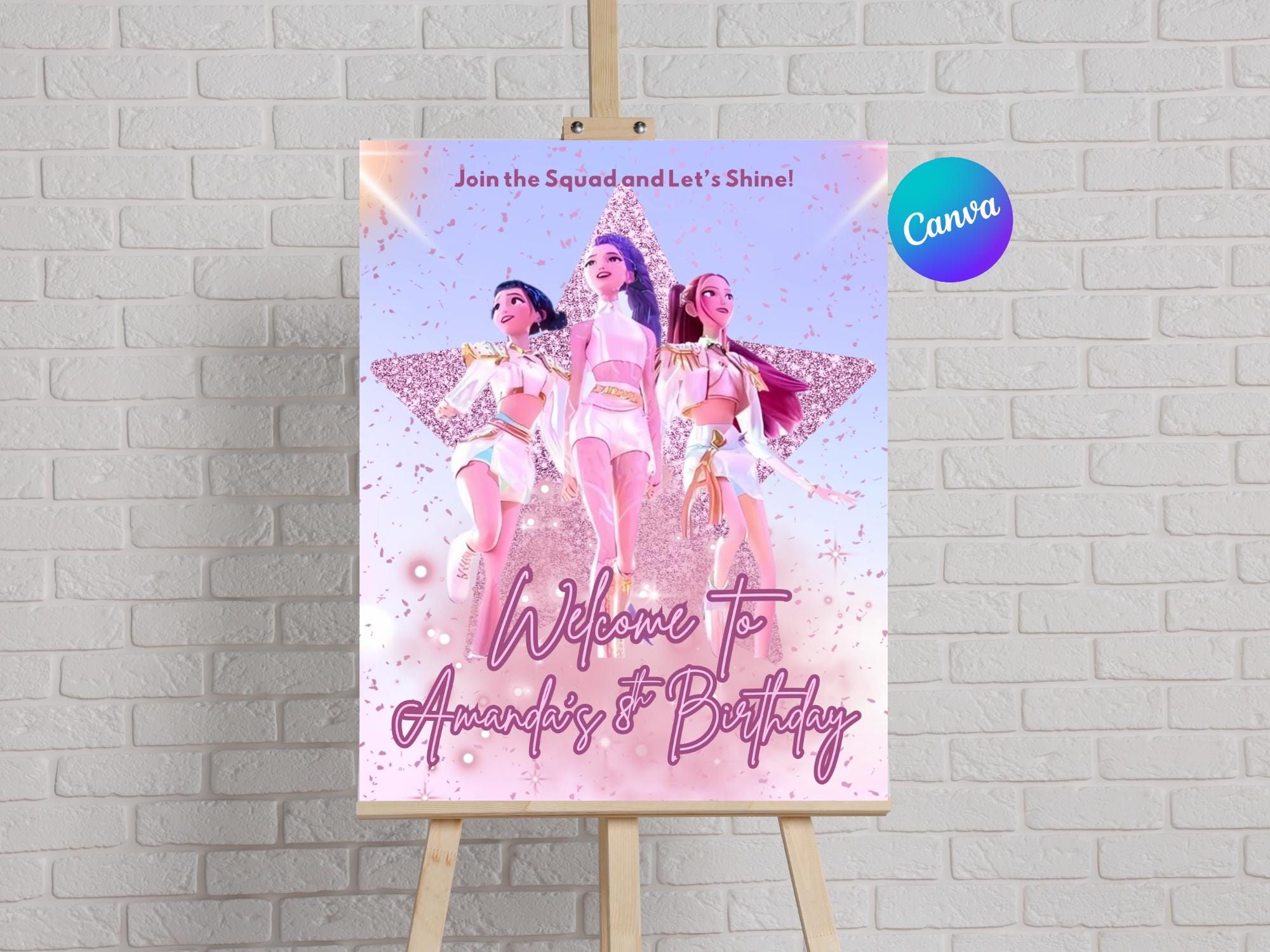 Kpop Birthday Welcome Sign: Pink Glam Party Poster (digital Download ...