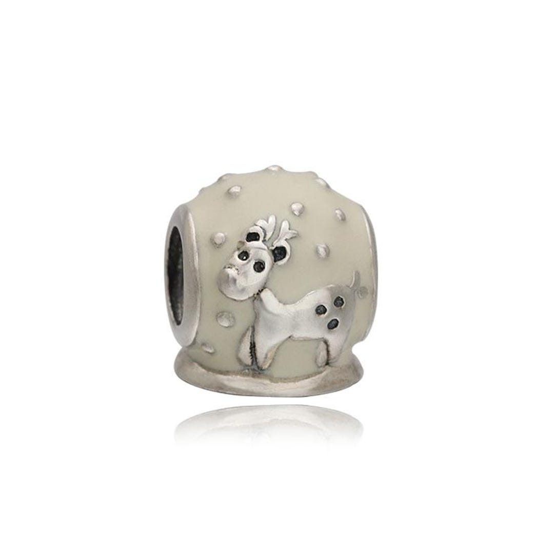 Snow Globe Pandora White Reindeer Christmas Winter Charm - Etsy
