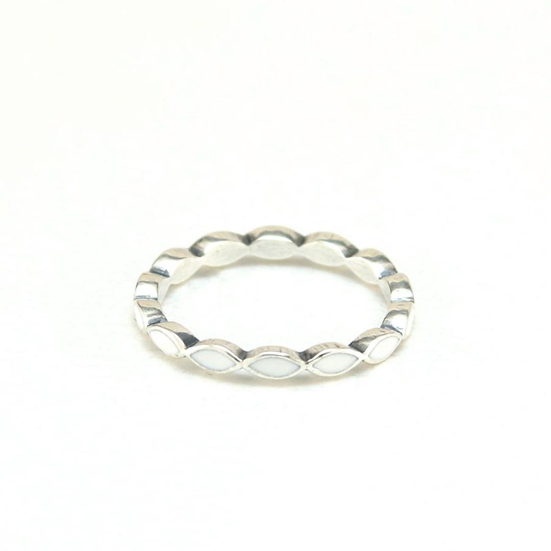 Pandora White Enamel Twist Stacker Ring - Etsy
