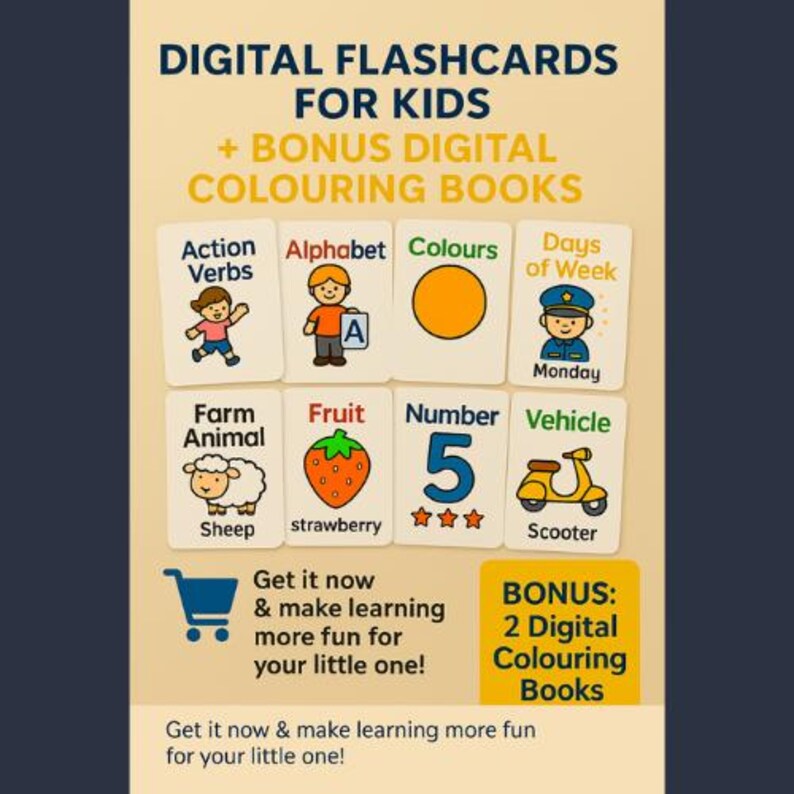 Digital Flashcards for Kids - Etsy Canada