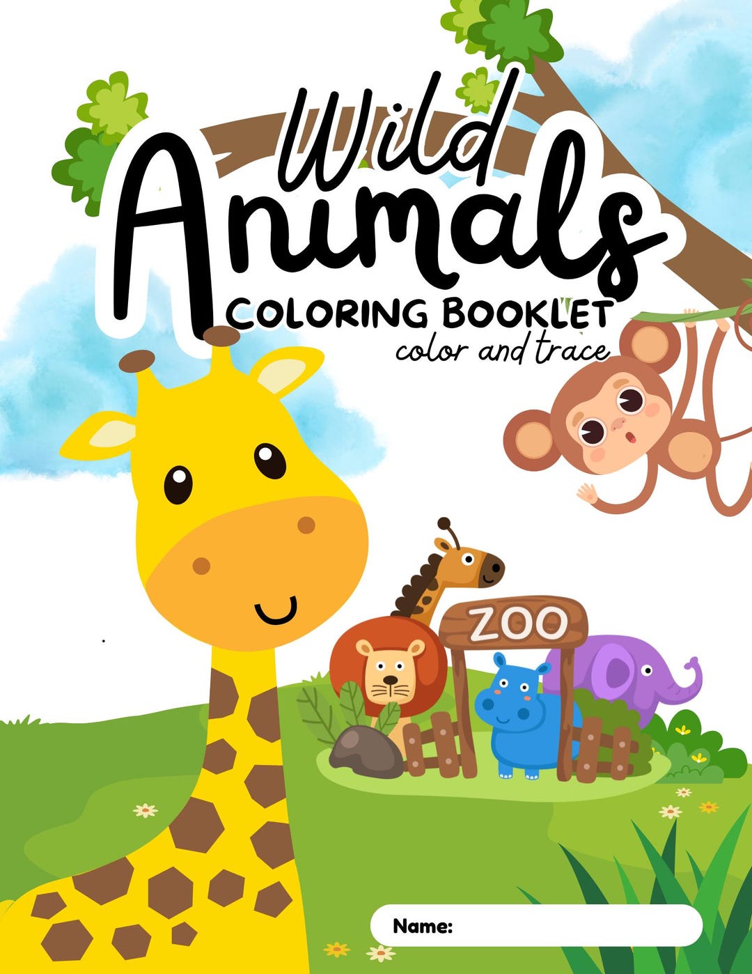 Wild Animals Coloring Booklet - Etsy