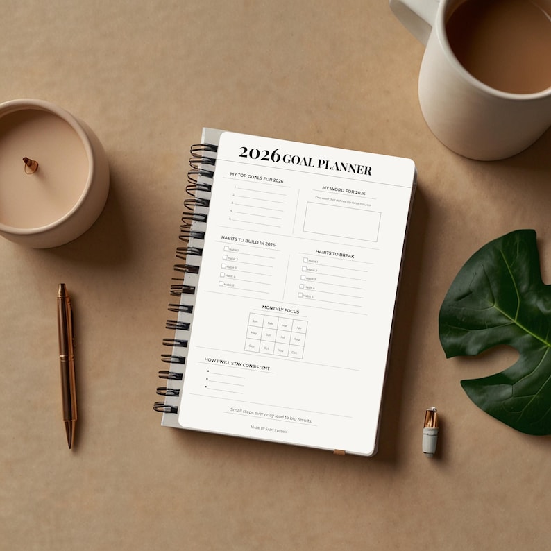 2026 One Page Goal Planner Printable | Yearly Goal Setting PDF ...