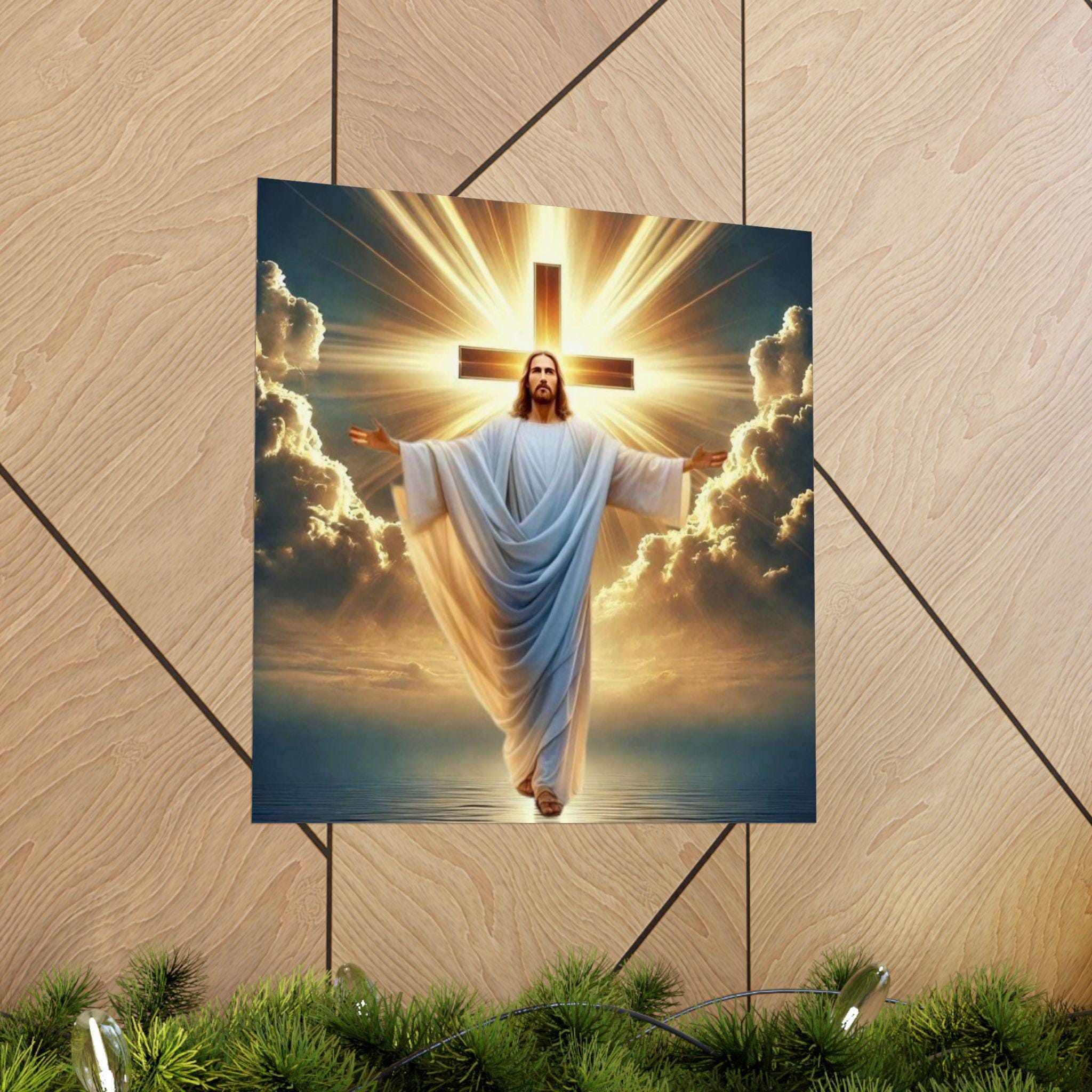 Jesus Rising Cross Poster | Matte Vertical Religious Wall Art - Etsy