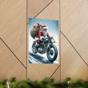 Santa on Motorcycle Poster | Matte Vertical Christmas Poster - Etsy