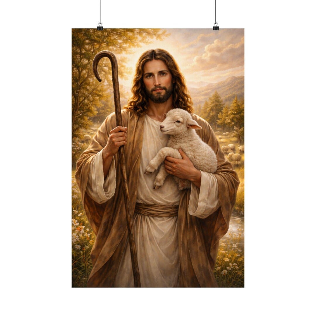 Jesus as the Good Shepherd Poster | Matte Vertical Poster, Religious ...